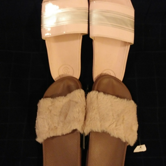 Shoes | New Pair Of Pink Fuzzy Slides | Poshmark